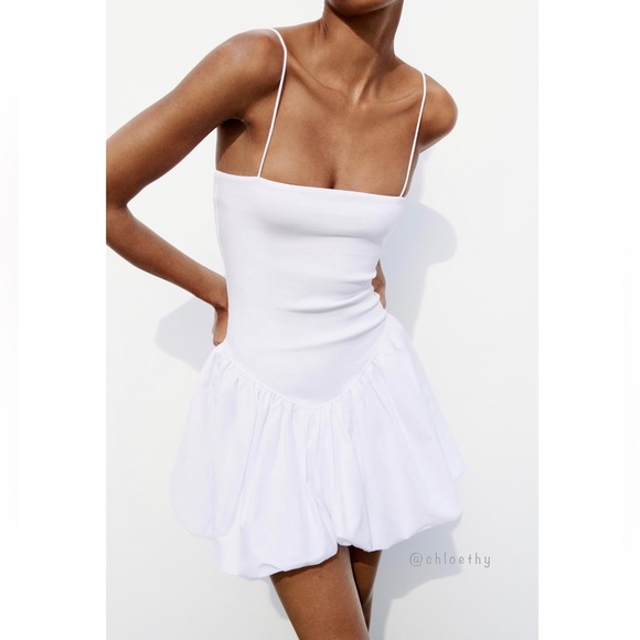 Zara | Dresses | Zara Mixed Rib Poplin Balloon Dress | Poshmark